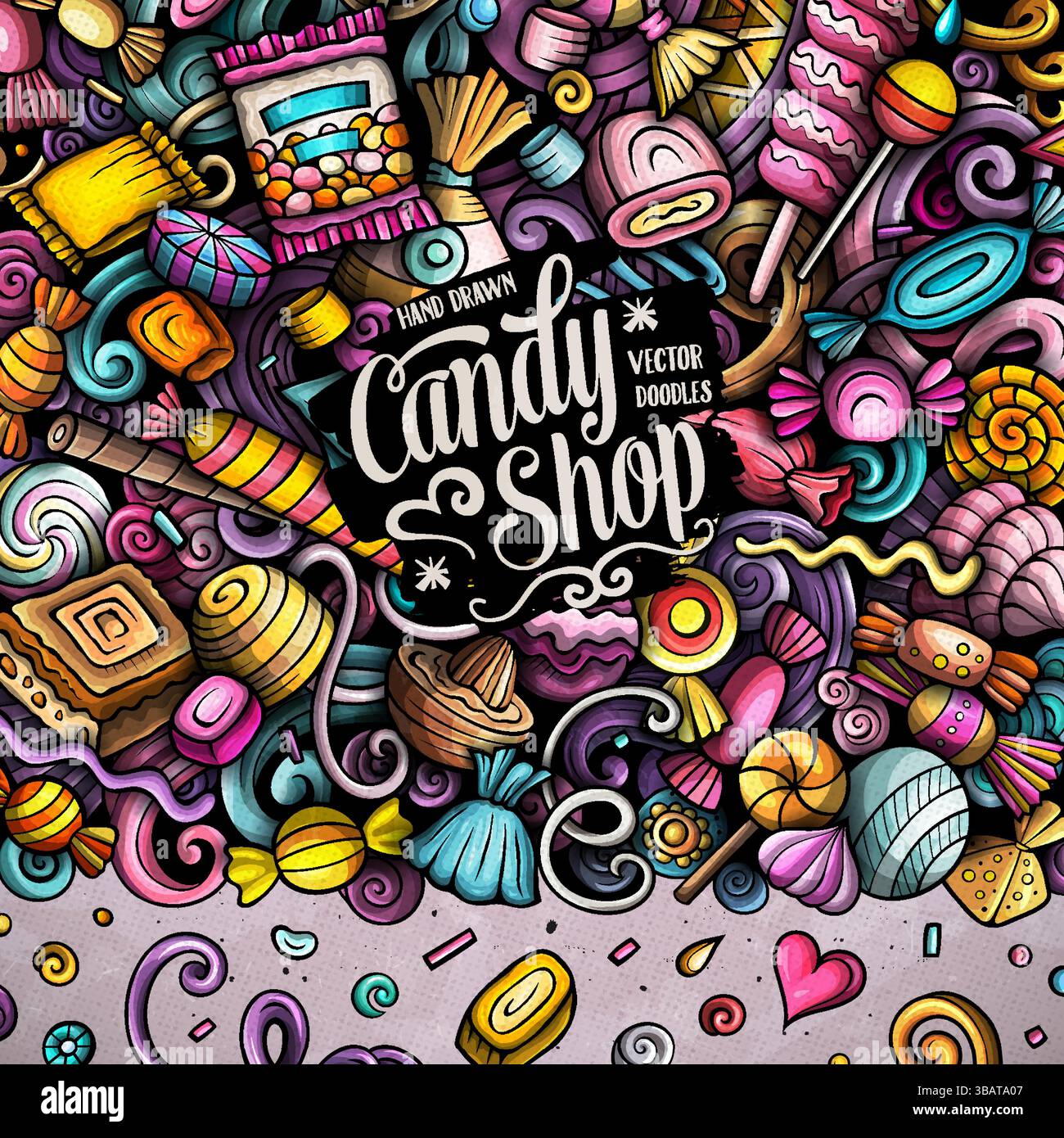 Sweet Candies cartoon vector doodle border Stock Vector Image & Art - Alamy