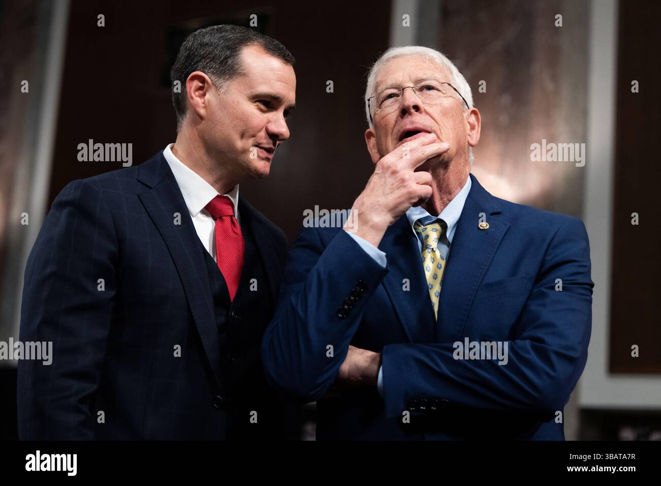 UNITED STATES - MAY 13: Chairman Roger Wicker, R-Miss., right, talks ...