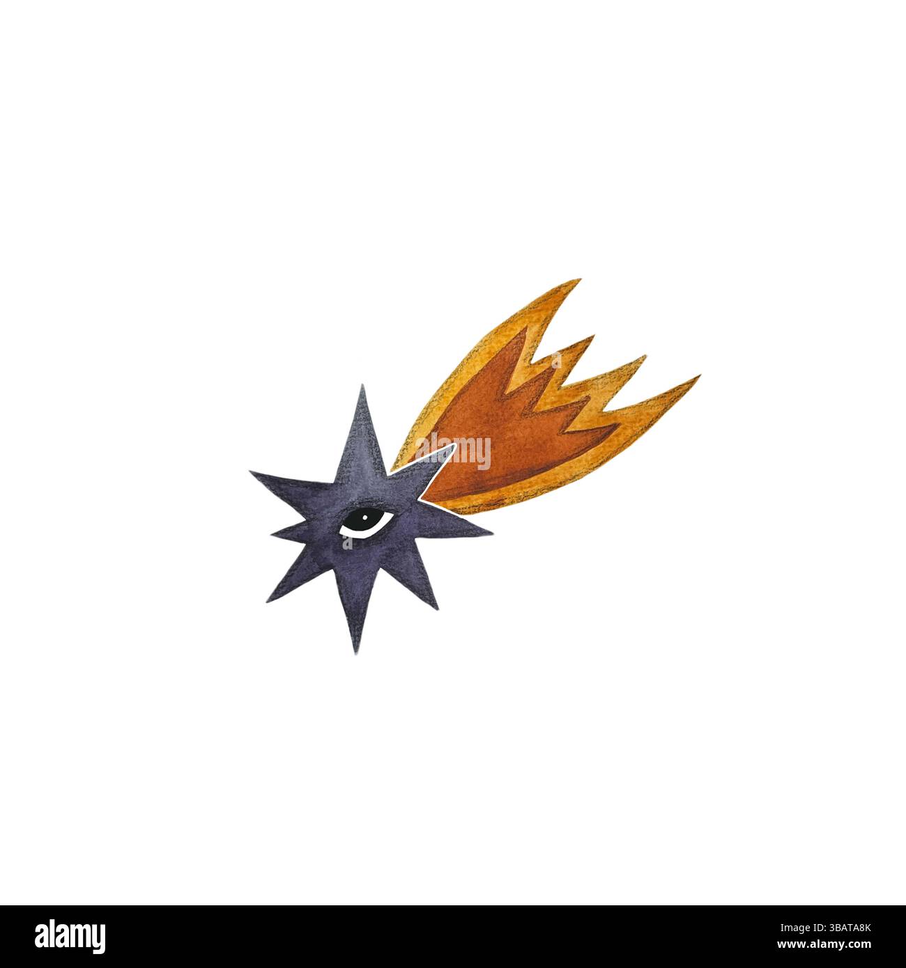 Watercolor star and comet magical illustration with all seeing human ...