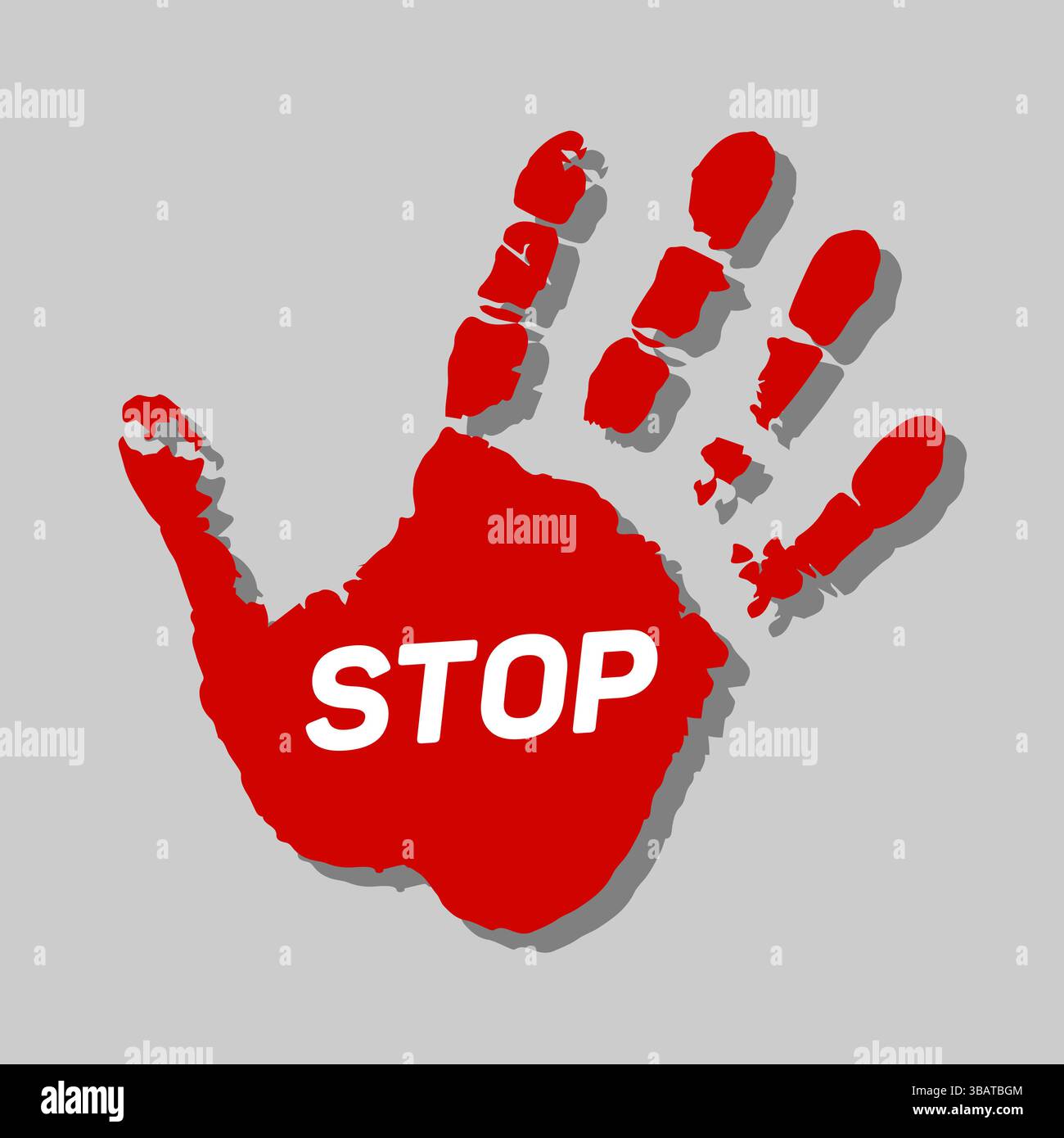 Red handprint with stop text and shadow Stock Vector Image & Art - Alamy