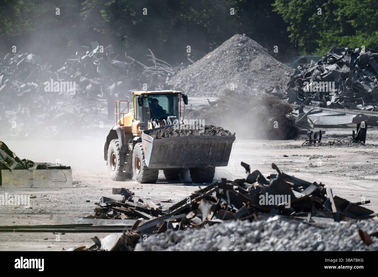 Demolition excavators at work, demolition work on the former continuous ...
