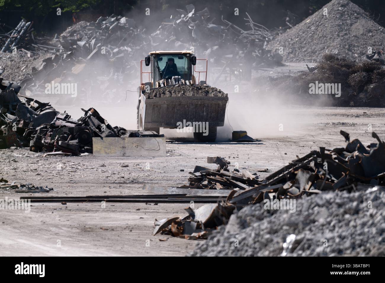 Demolition excavators at work, demolition work on the former continuous ...