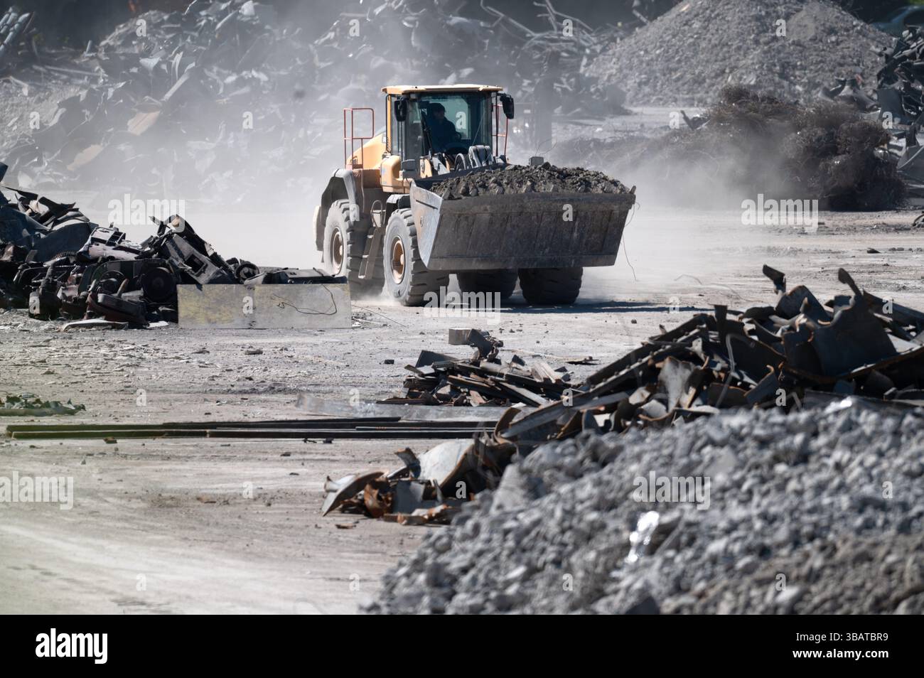 Demolition excavators at work, demolition work on the former continuous ...