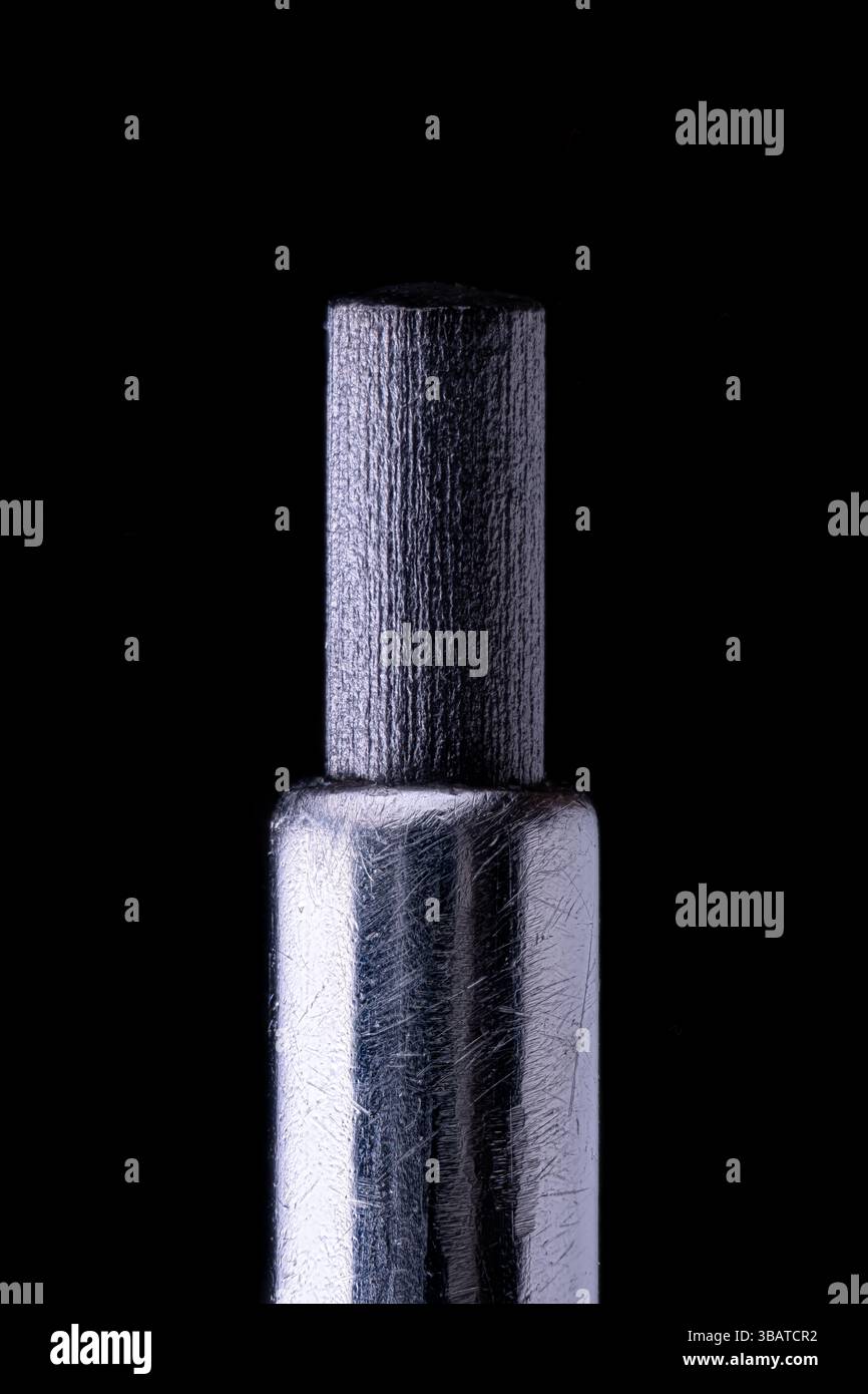 Macro close-up of the tip of a mechanical pencil with exposed graphite ...