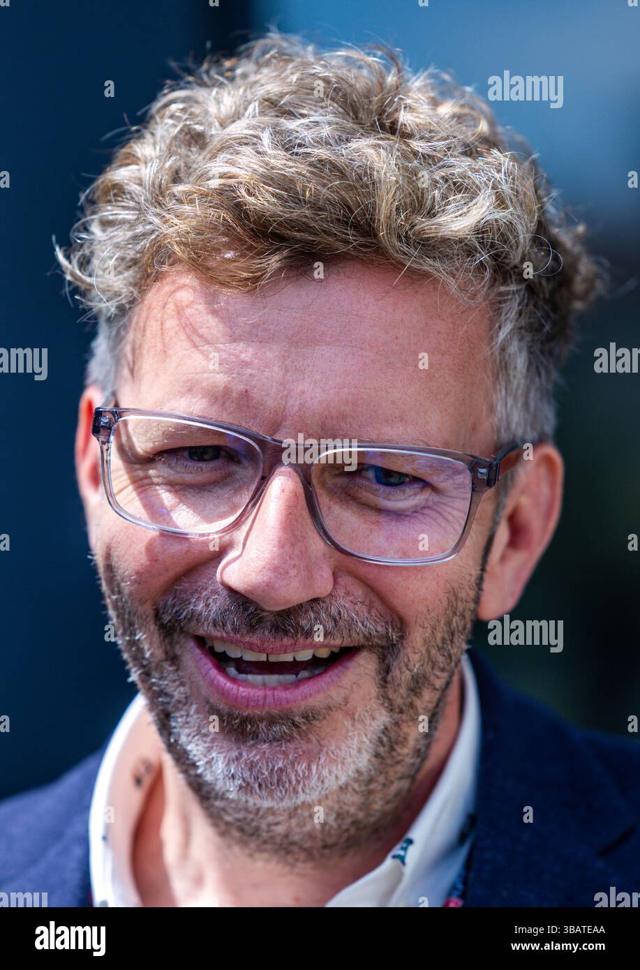 Basel, Switzerland. 13th May, 2025. ARD commentator Thorsten Schorn ...