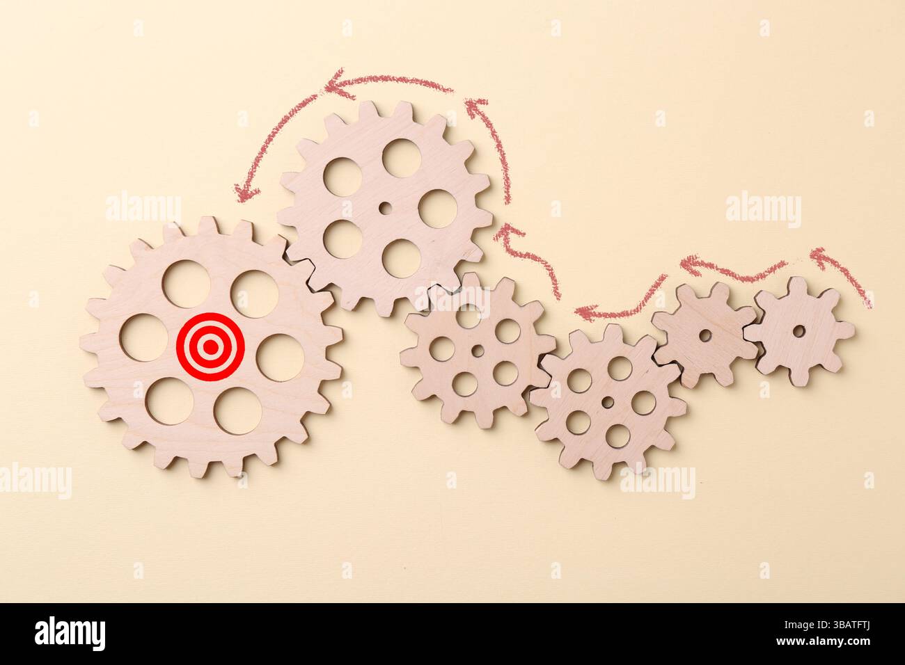 System wooden cogwheels on hi-res stock photography and images - Alamy