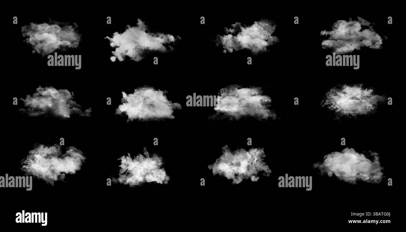 Smoke in air on black background, collage. Banner design Stock Photo ...