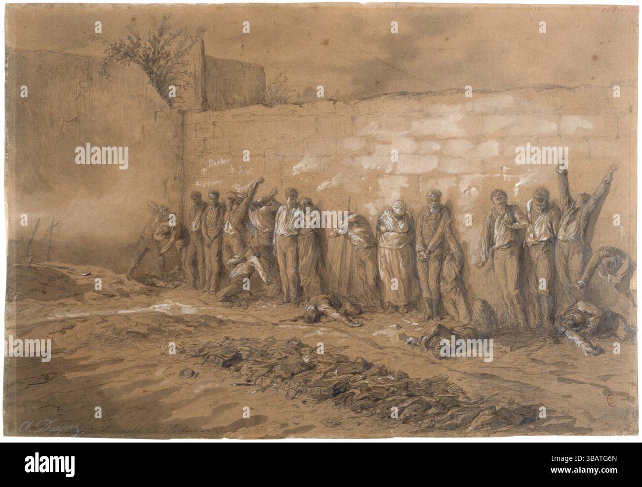 Henri-Alfred Darjou (1832-1874). "Le mur des Fédérés, cimetière du Père ...