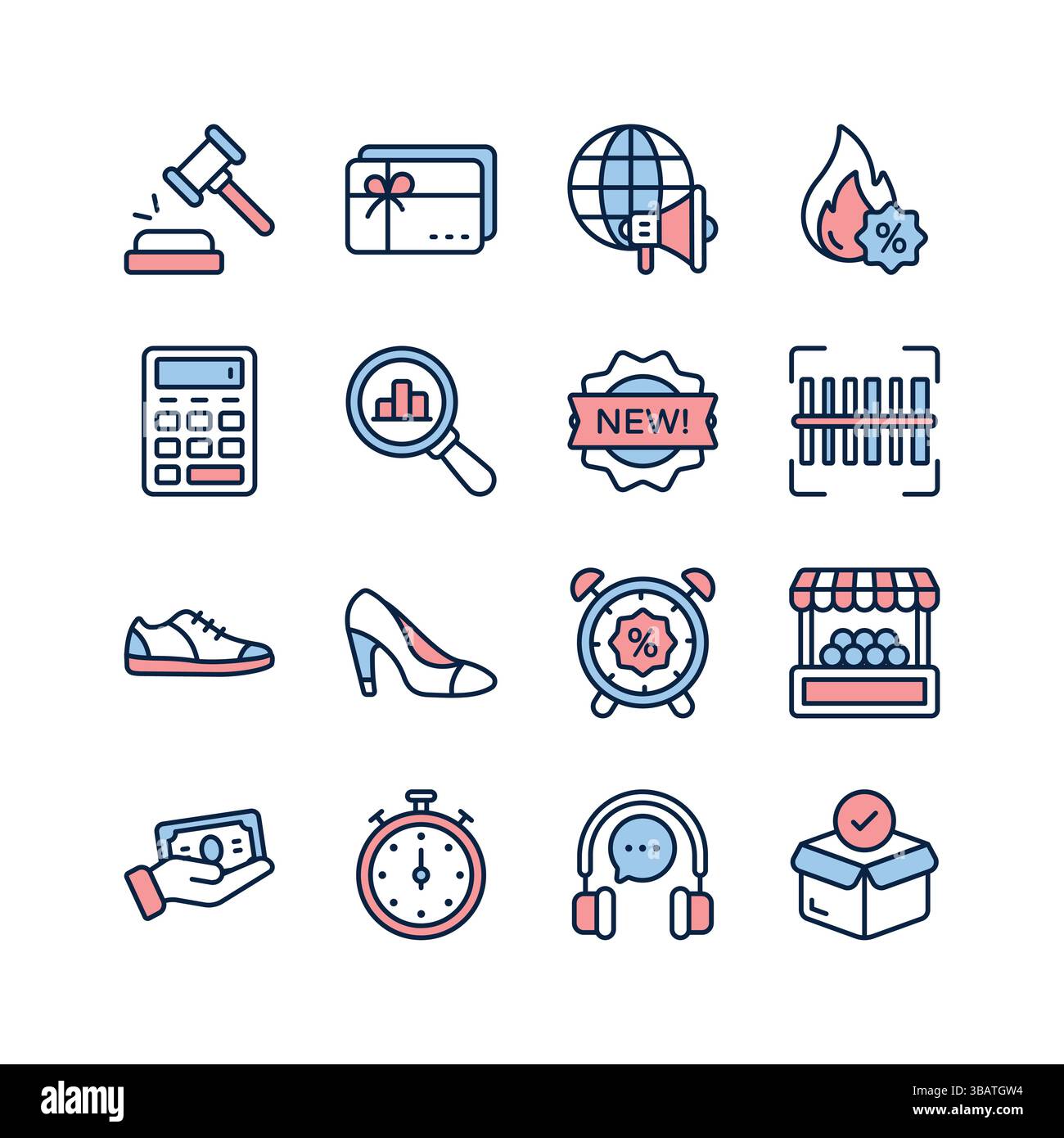 A collection of minimalist icons representing various aspects of e ...