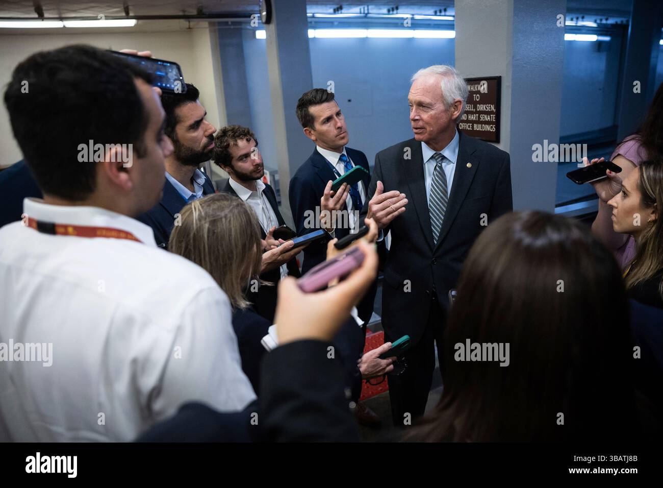Sen. Ron Johnson (R-Wis.) speaks with reporters on Capitol Hill May 13 ...