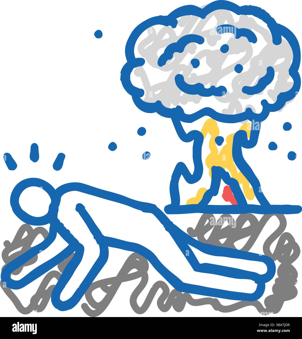 explosion fall man accident icon doodle illustration Stock Vector Image ...