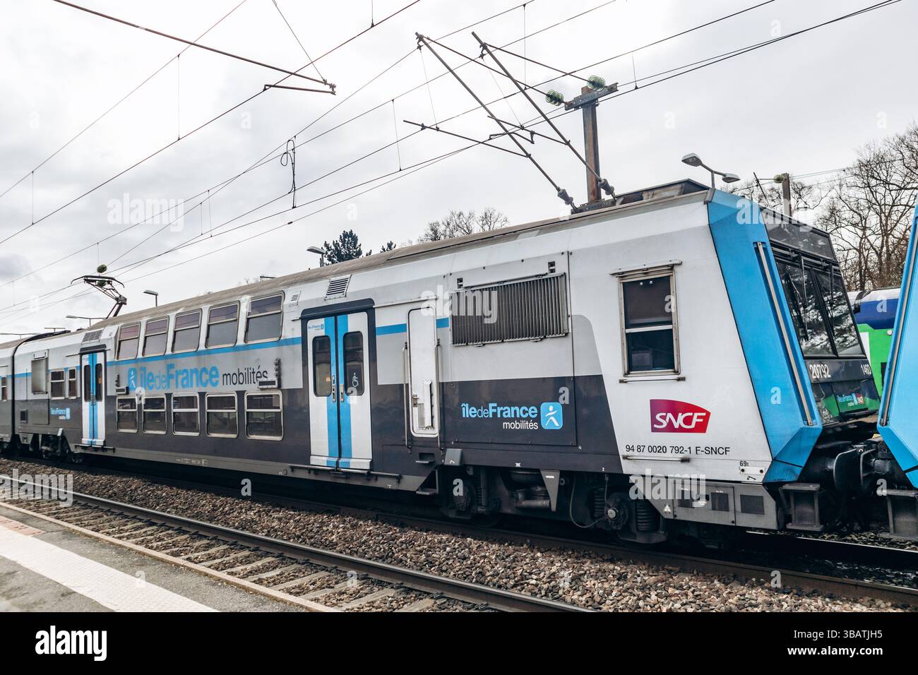Paris, France - 23 February 2025: Modern double-decker Île-de-France ...