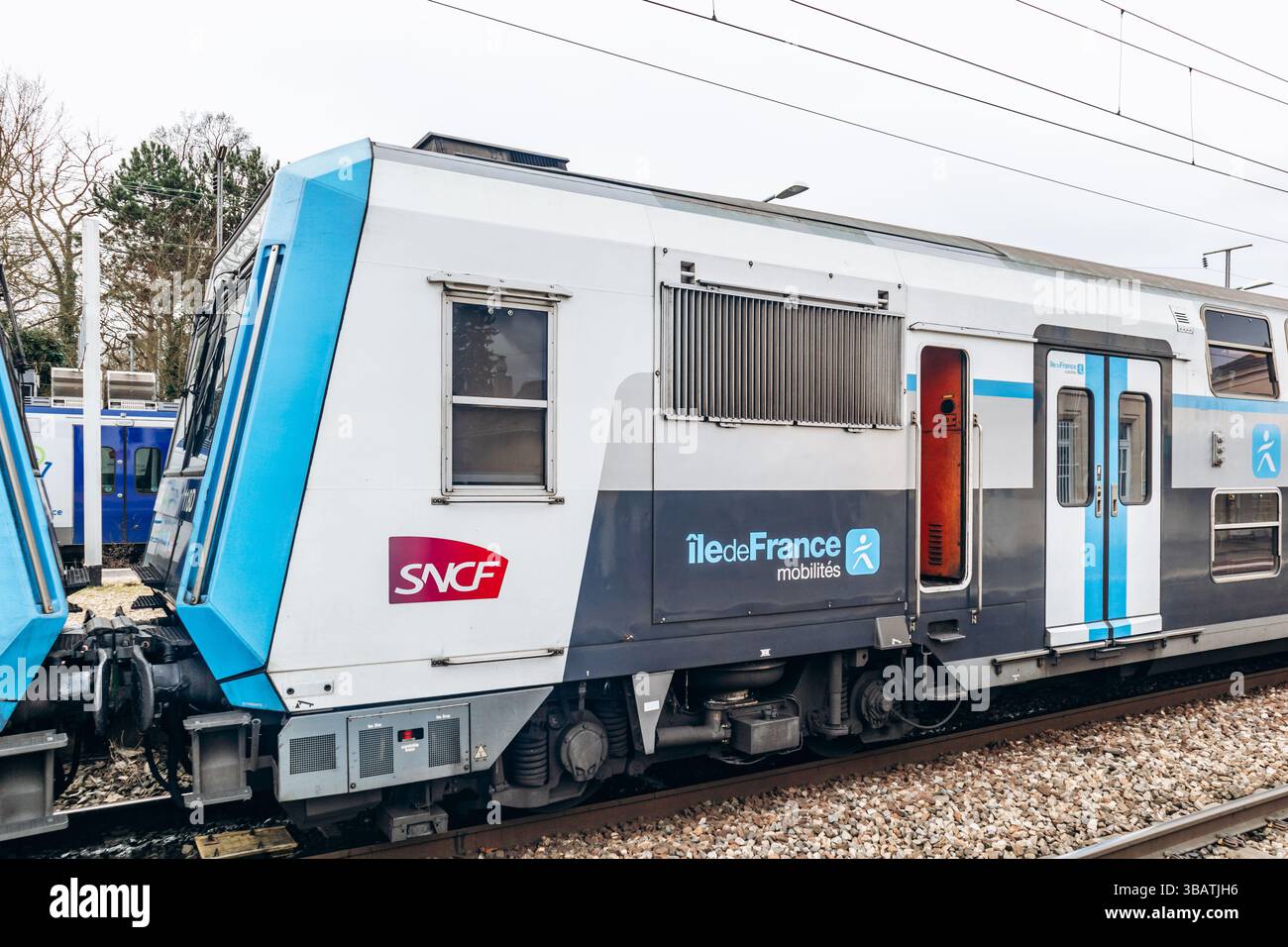 Paris, France - 23 February 2025: Modern double-decker Île-de-France ...