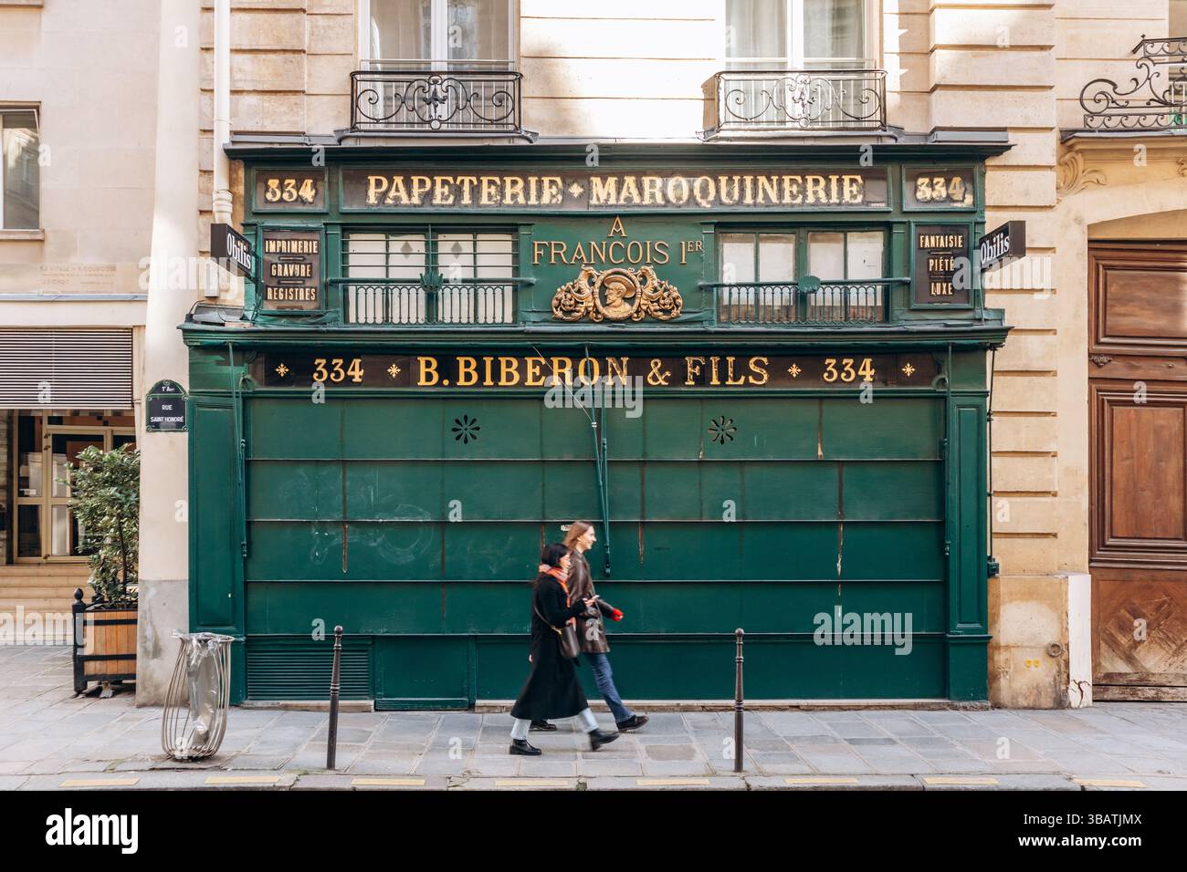 Paris, France - 23 February 2025: Historic storefront of B. Biberon and ...