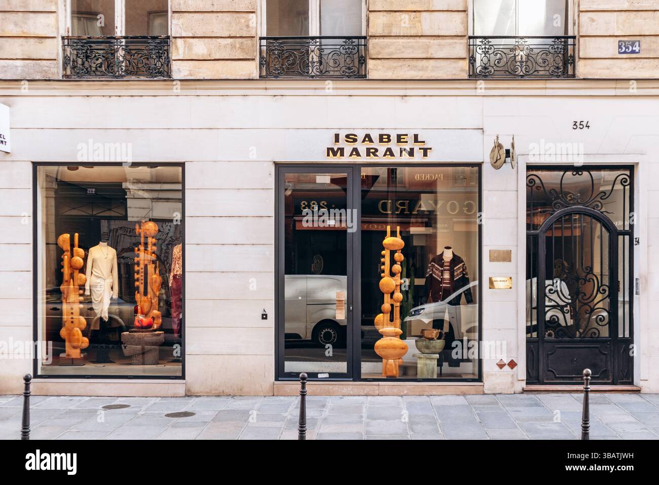 Paris, France - Isabel Marant boutique, stone facade, gold logo ...