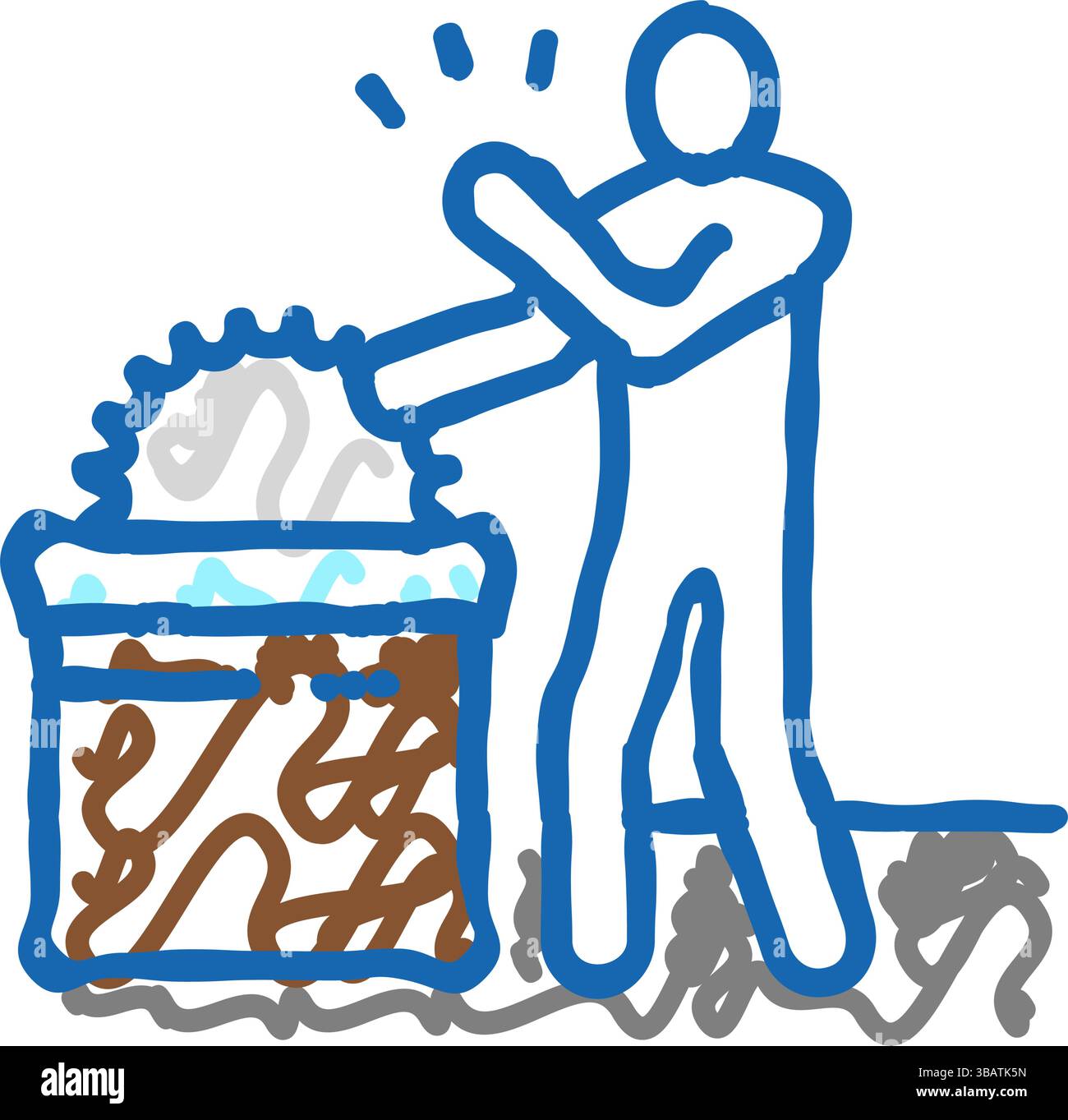 saw cuts man dangerous accident doodle icon sketch vector. saw cuts man ...