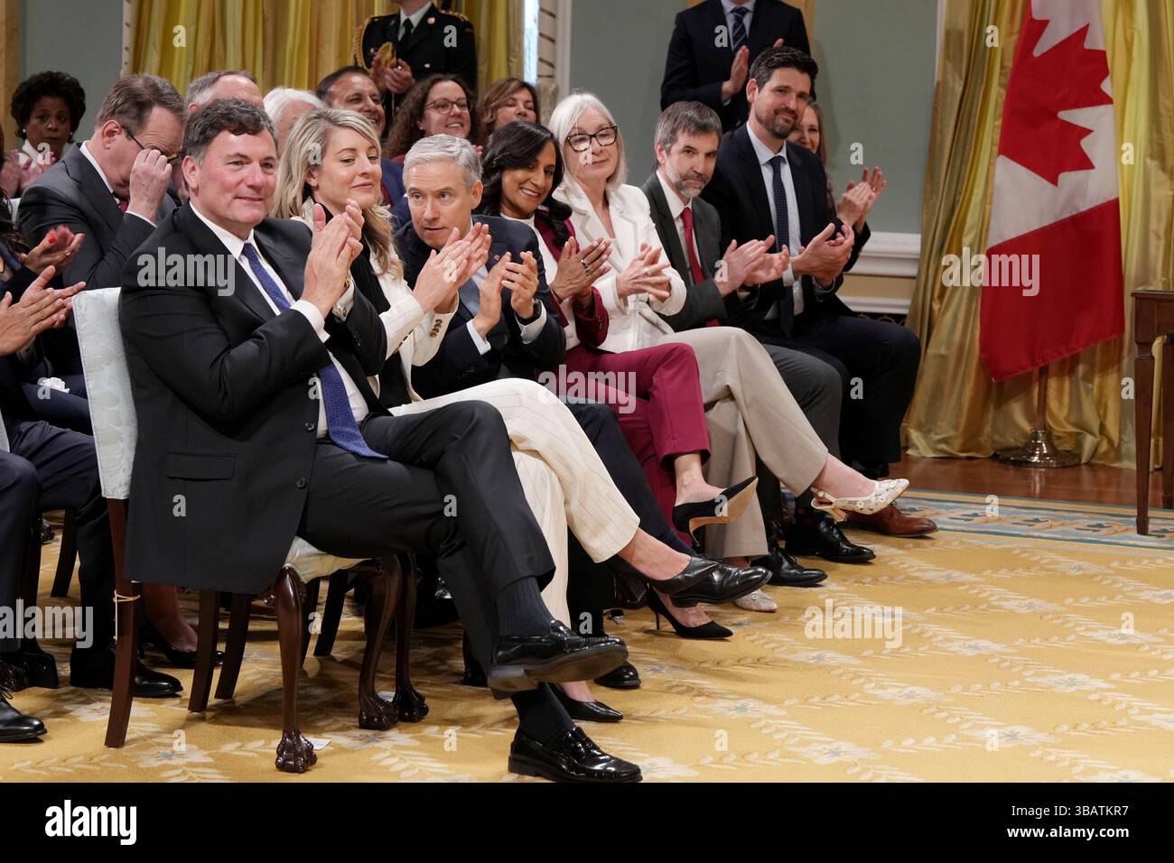 Cabinet ministers Dominic LeBlanc, front left to right, Melanie Joly ...