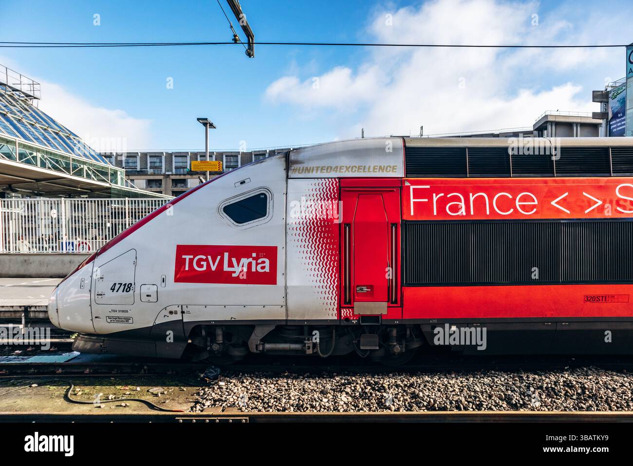 Paris, France - 26 February 2025: Modern high-speed TGV Lyria train at ...