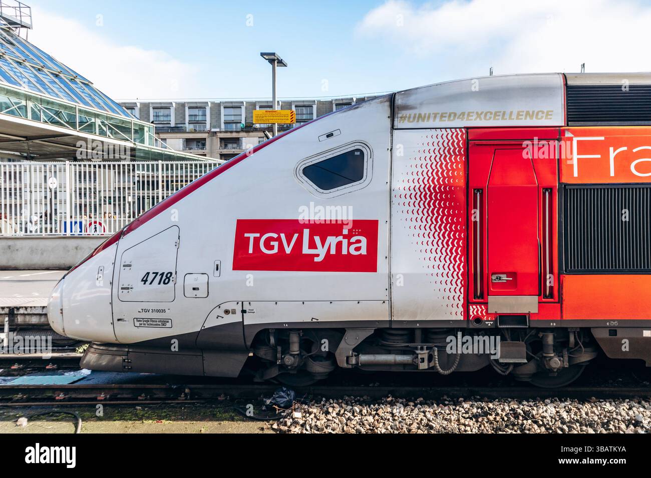Paris, France - 26 February 2025: Modern high-speed TGV Lyria train at ...