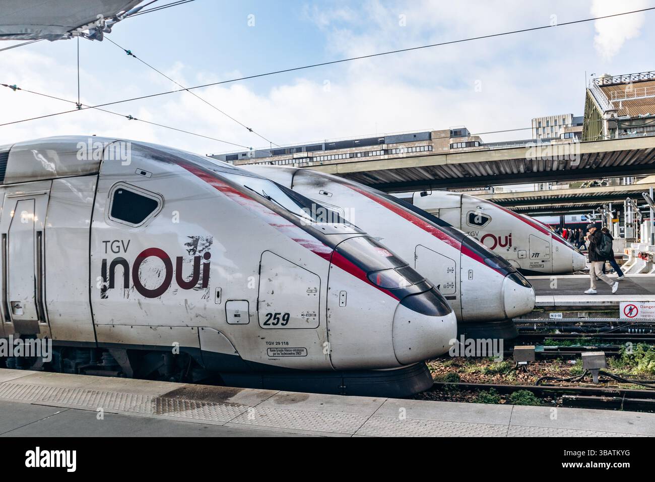Paris, France - 23 February 2025: Modern high-speed SNCF trains ...