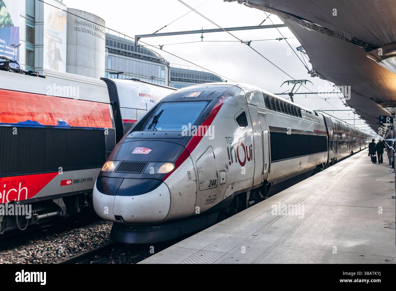 Paris, France - 23 February 2025: Modern high-speed SNCF trains ...