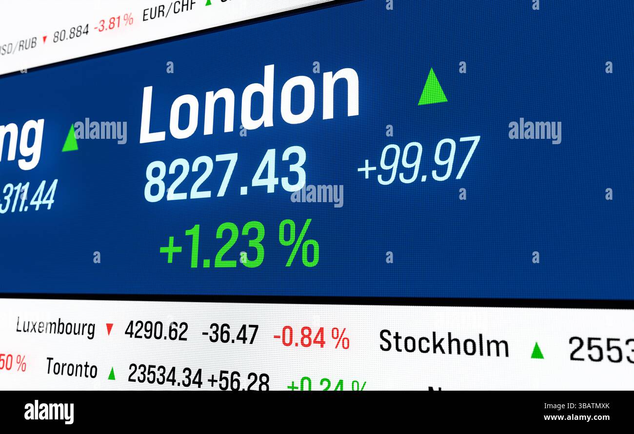Rising stock market in London, United Kingdom. Rising stock market in ...