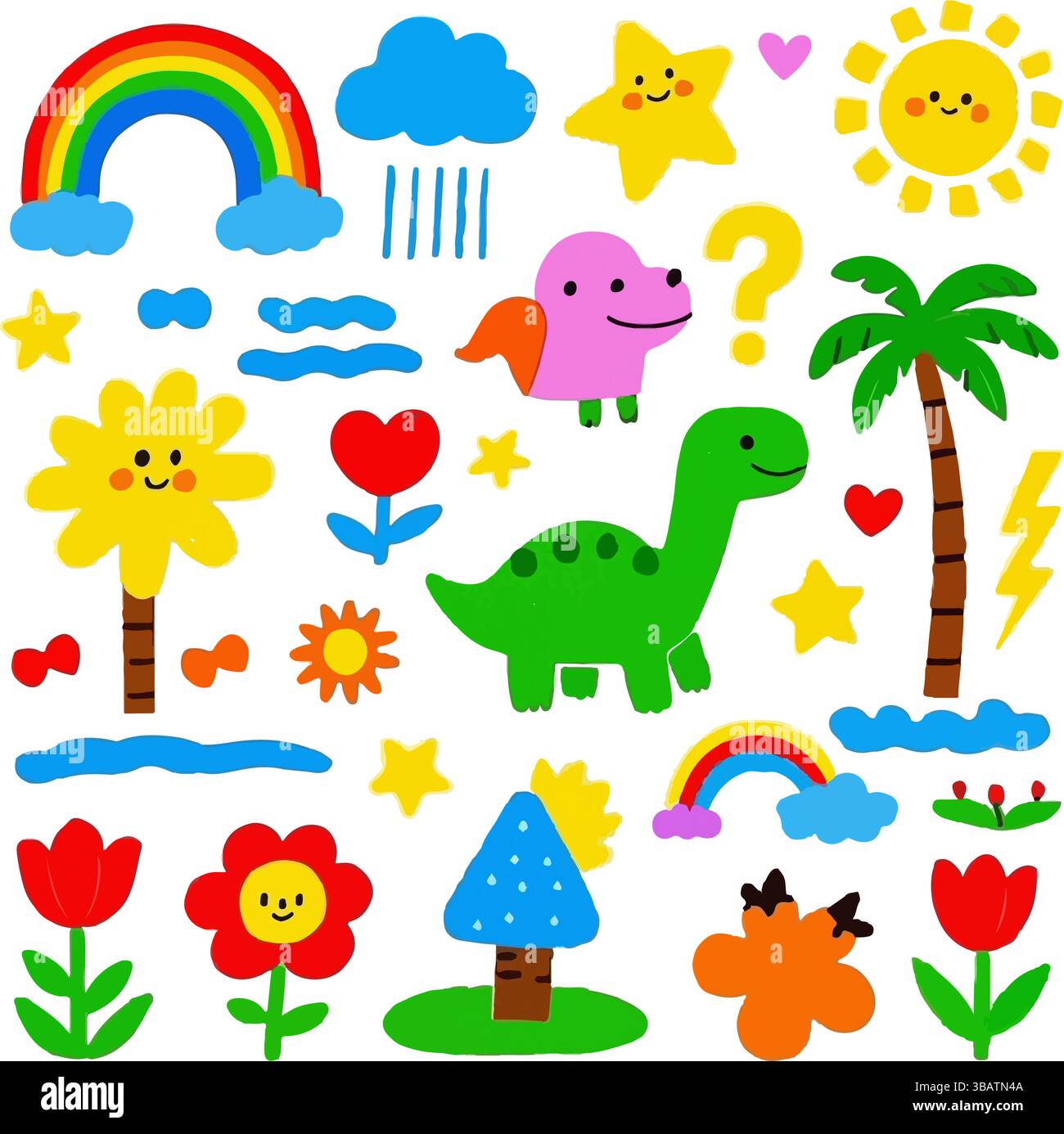 Whimsical Rainbow Doodle Collection Cute Hand-Drawn Illustrations of ...