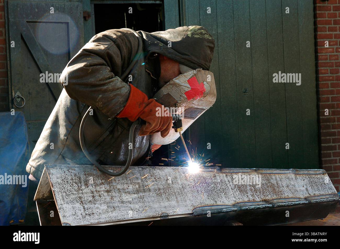 Welder Welding Metal. Welder on Koningspoort ShipYard. Rotterdam ...