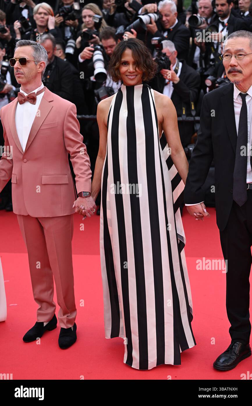 (left to right) Jeremy Strong, Halle Berry and Hong Sang-soo attend the ...