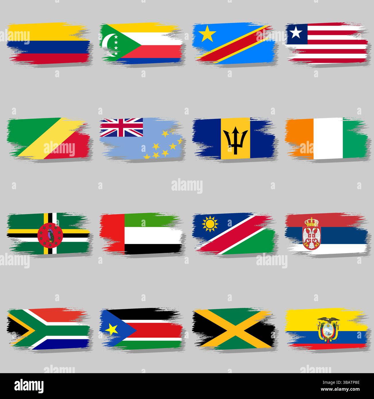 Vector set of national countries in brush style and with shadow Stock Vector Image & Art - Alamy