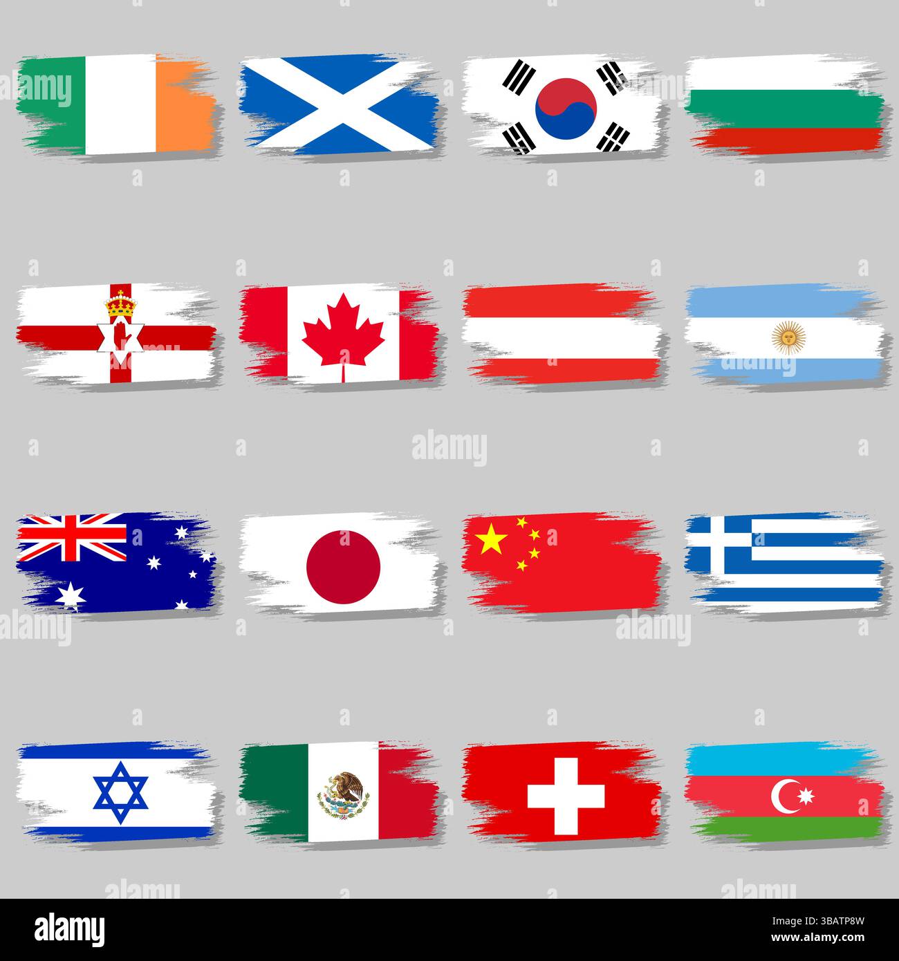 Vector set of brush strokes with national flags and wall Stock Vector ...