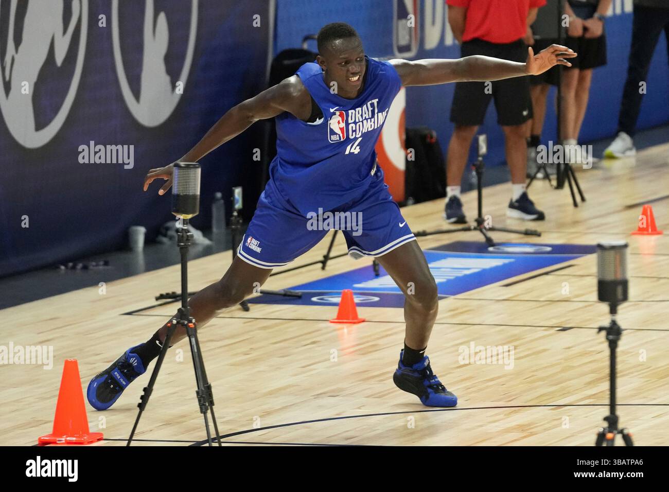 Khaman Maluach participates at the 2025 NBA basketball draft combine in ...