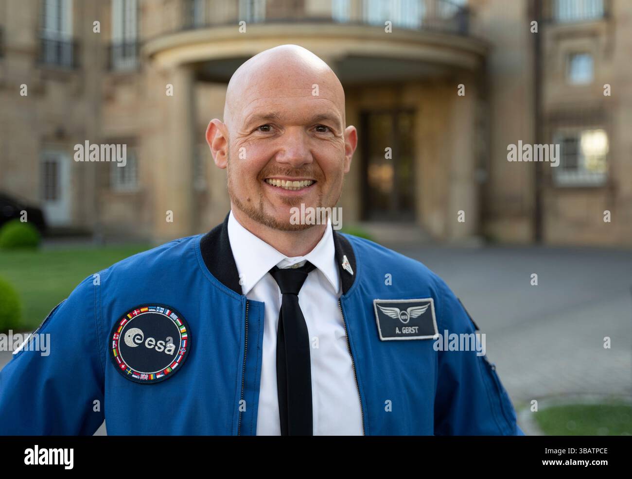 German astronaut Alexander Gerst smiles after being awarded with the ...