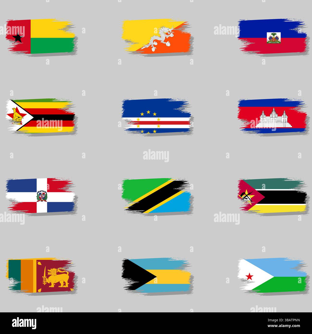 Vector set of flags brush and shadow Stock Vector Image & Art - Alamy