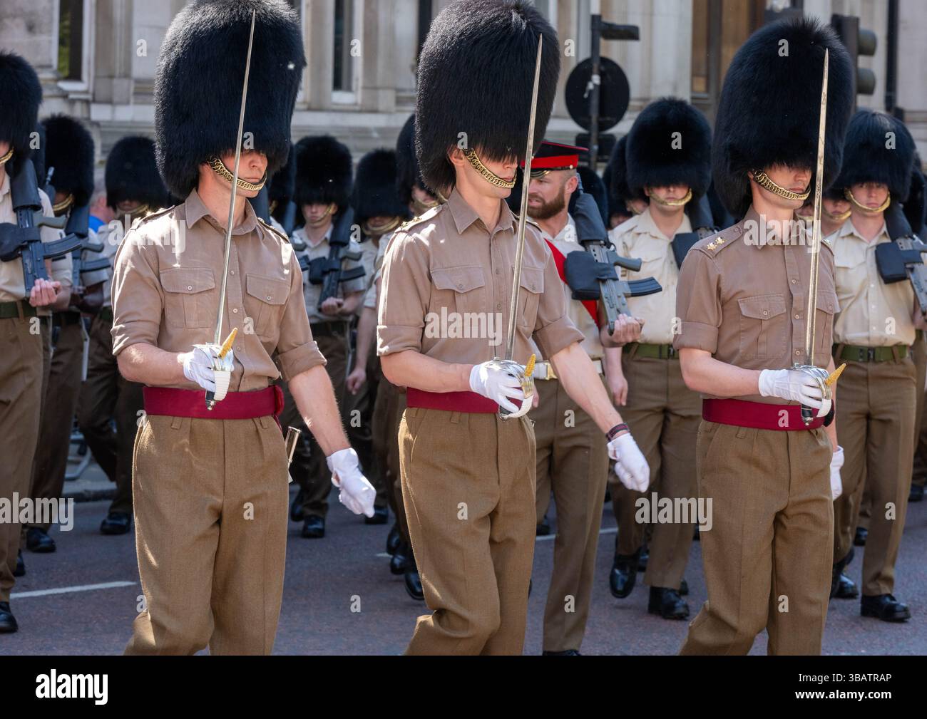 London, UK. 13th May, 2025. Soldiers from the Foot Guards march towards ...