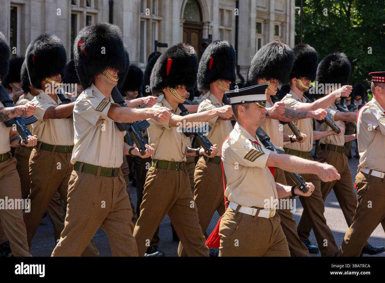 London, UK. 13th May, 2025. Soldiers from the Foot Guards march towards ...