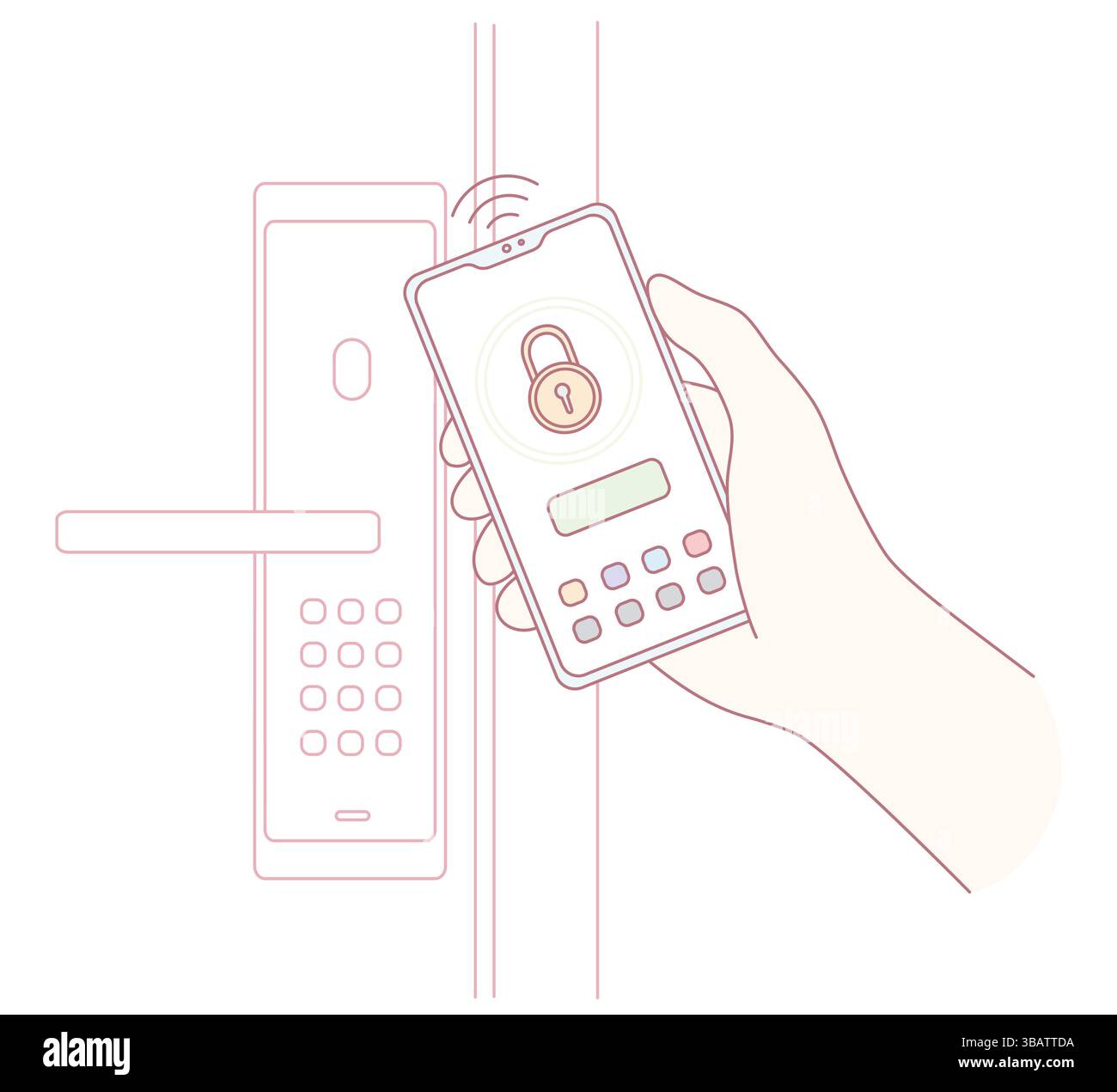 An engaging illustration depicts a smartphone unlocking a modern smart ...