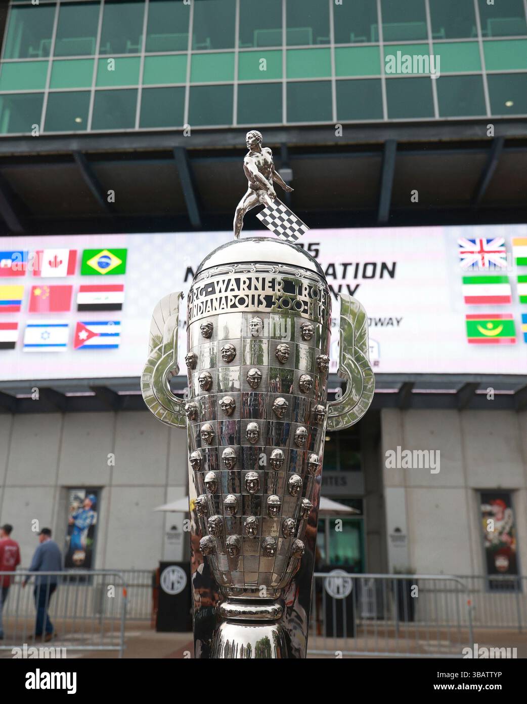 INDIANAPOLIS, IN - MAY 13: The Borg Warner Trophy is on display during ...