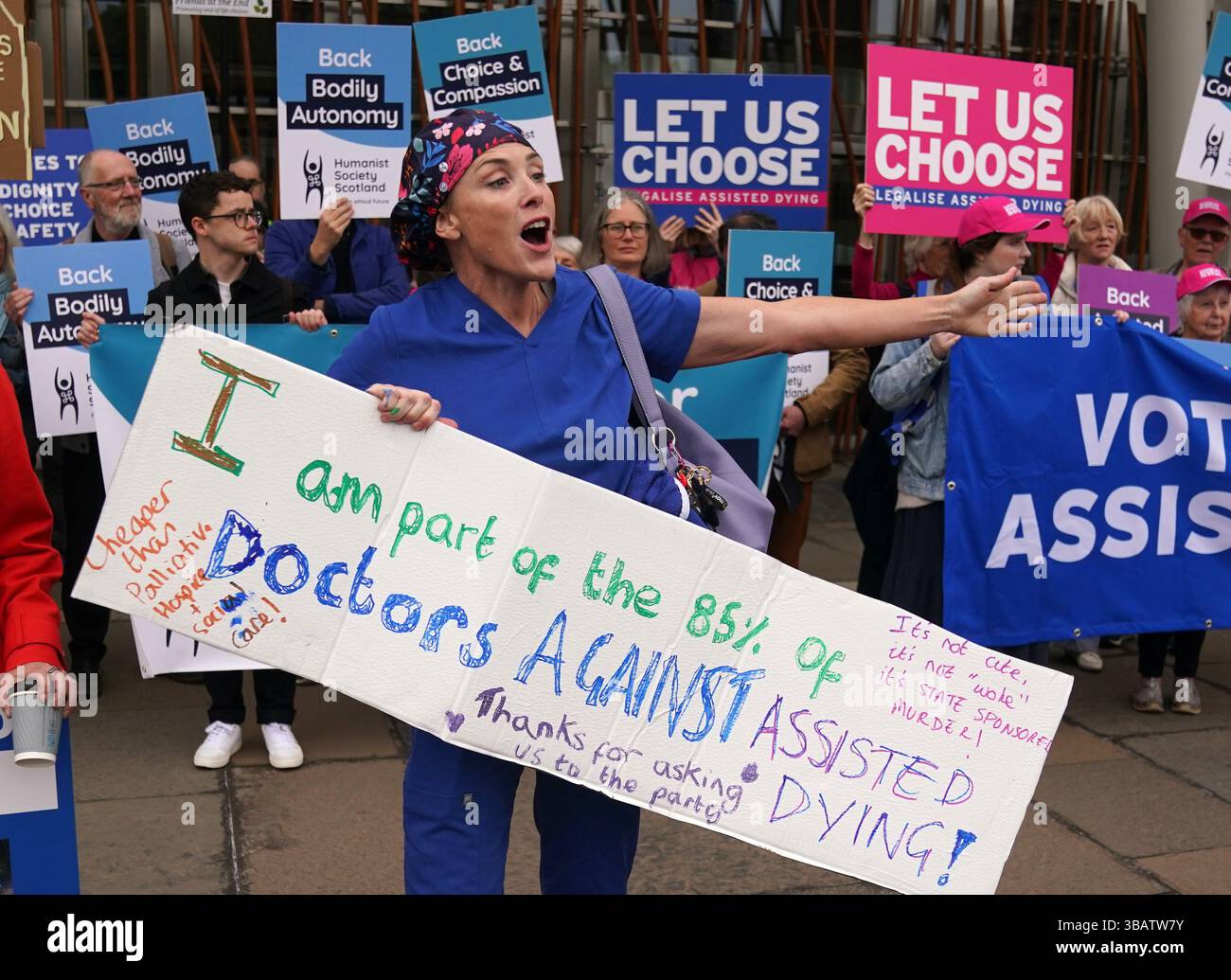 Doctor Geri Hignett protests against a change in the law on assisted ...