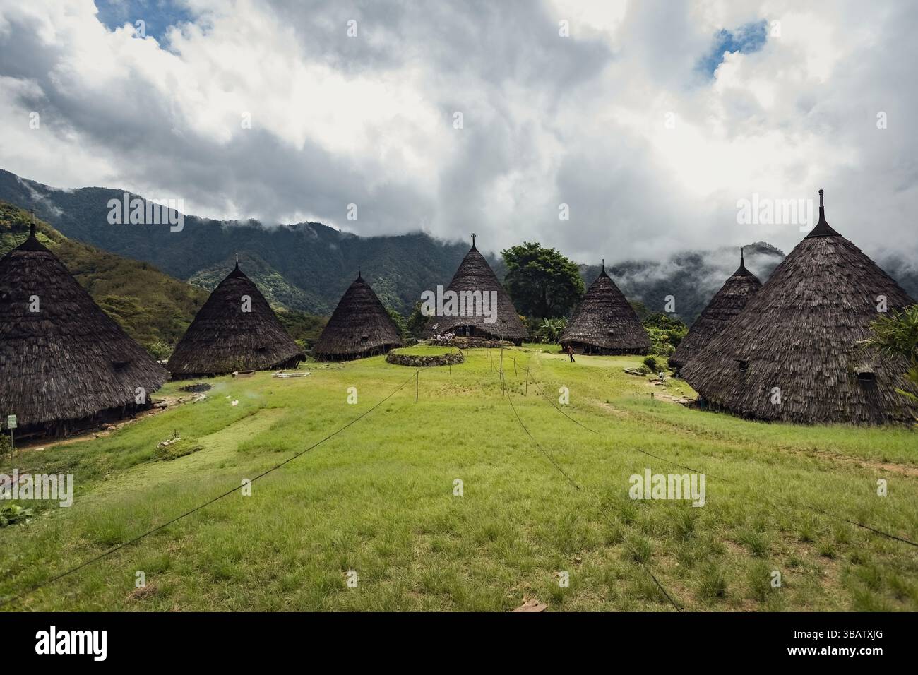 Wae Rebo traditional village the house roofs covered with straw remote ...