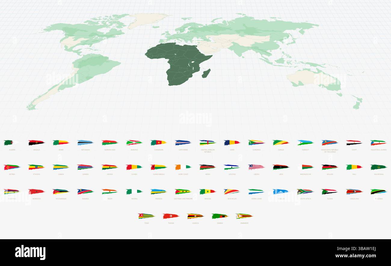 Grunge Brush Stroke African Flags Collection. Vector flag set Stock ...