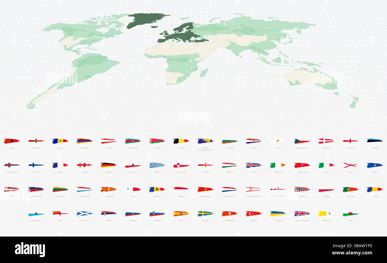 Grunge Brush Stroke European Flags Collection. Vector flag set Stock ...
