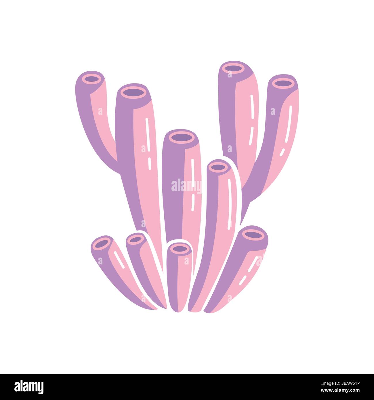 Pink Tube Coral Vector Illustration Cute Underwater Sea Life Design ...