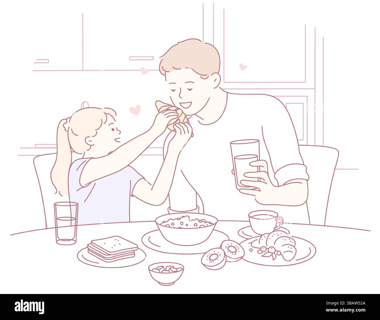 A heartwarming and delightful scene depicts a loving father and his ...
