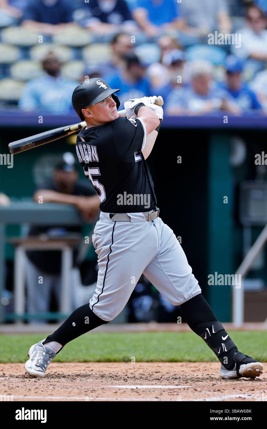 KANSAS CITY, MO - MAY 08: Chicago White Sox first baseman Andrew Vaughn ...