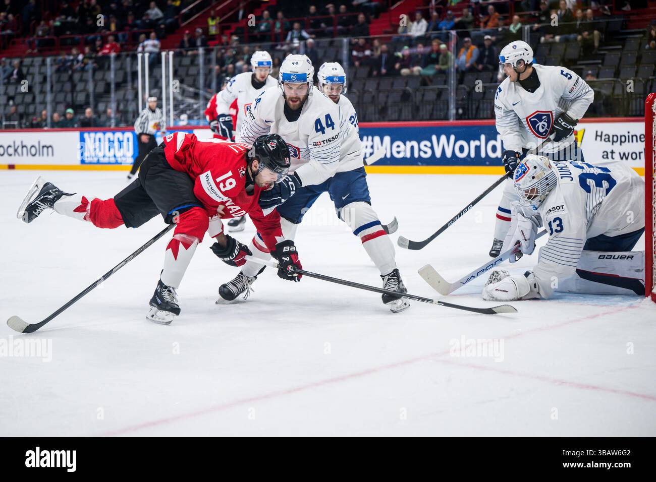 Adam Fantilli of, Canada. , . against Kevin Spinozzi and goaltender ...