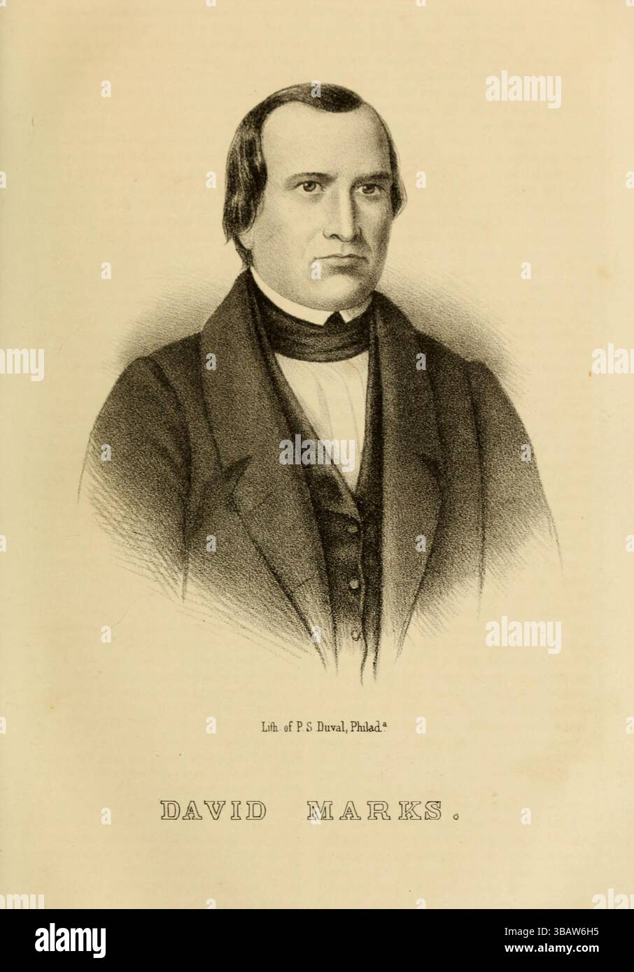 David Marks. Vintage Lithograph Portrait, Religion, 1849, from History of Religious Denomination ...