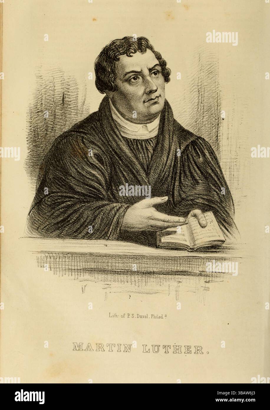 Martin Luther. Vintage Lithograph Portrait, Religion, 1849, from ...
