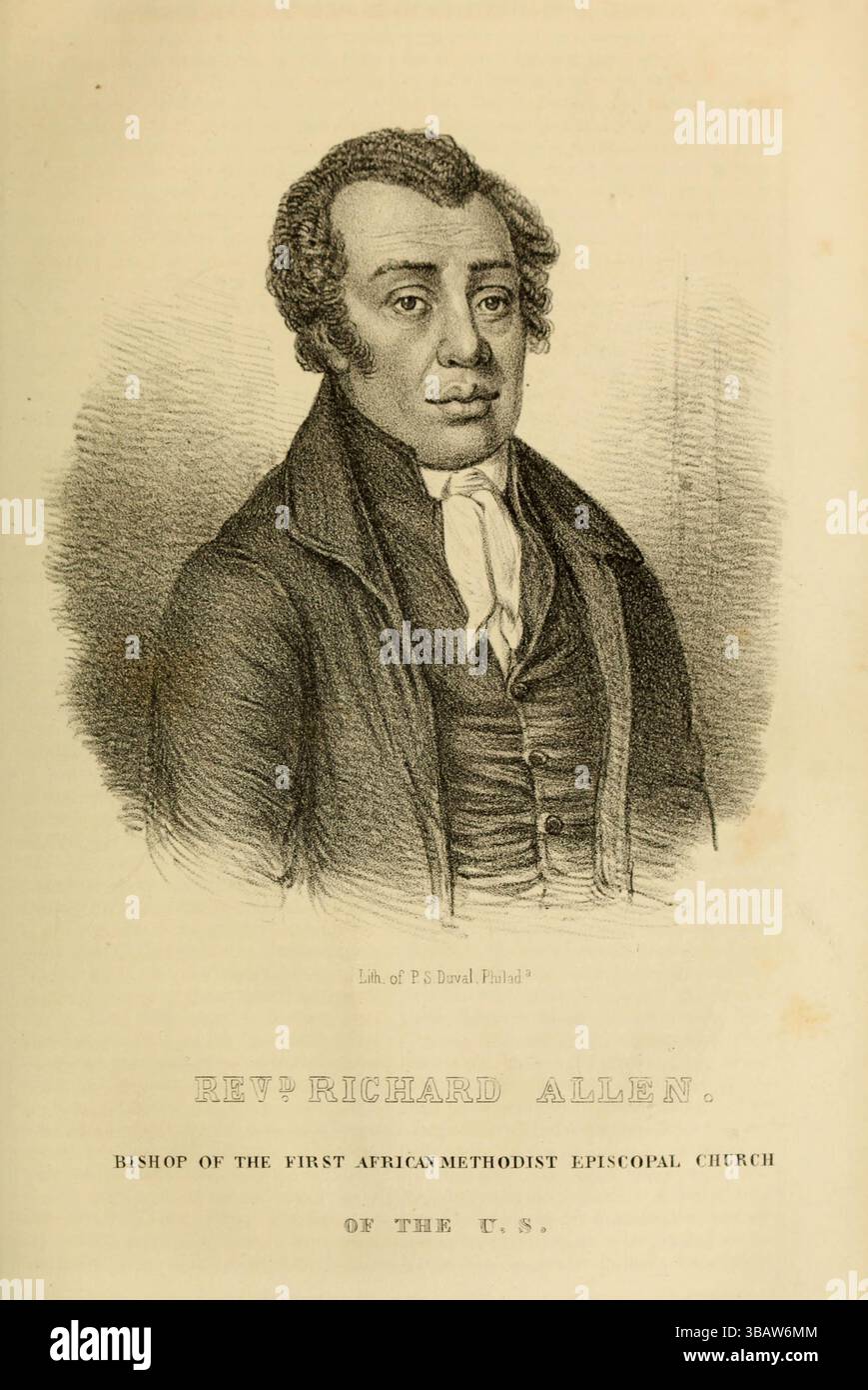 Reverend Richard Allen. Vintage Lithograph Portrait, Religion, 1849, from History of Religious ...