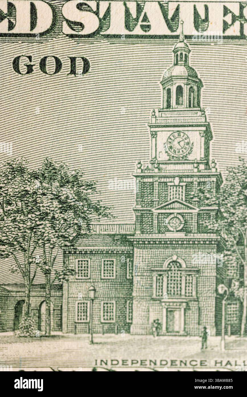 genuine American banknote with a face value of one hundred US dollars ...